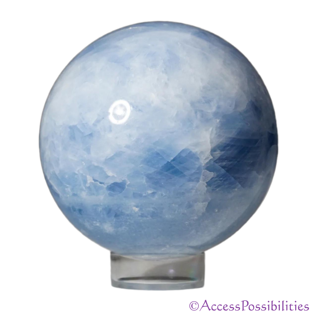 Blue Calcite Spheres With Sphere Stand | Healing Crystals – Access ...