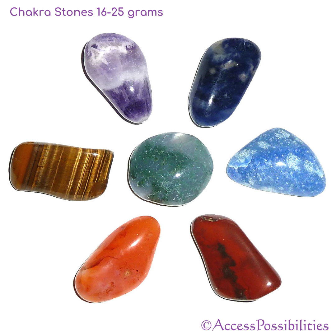 Chakra Crystal Kit | 7 Stones With 7 Property Cards And Pouch | Healing ...